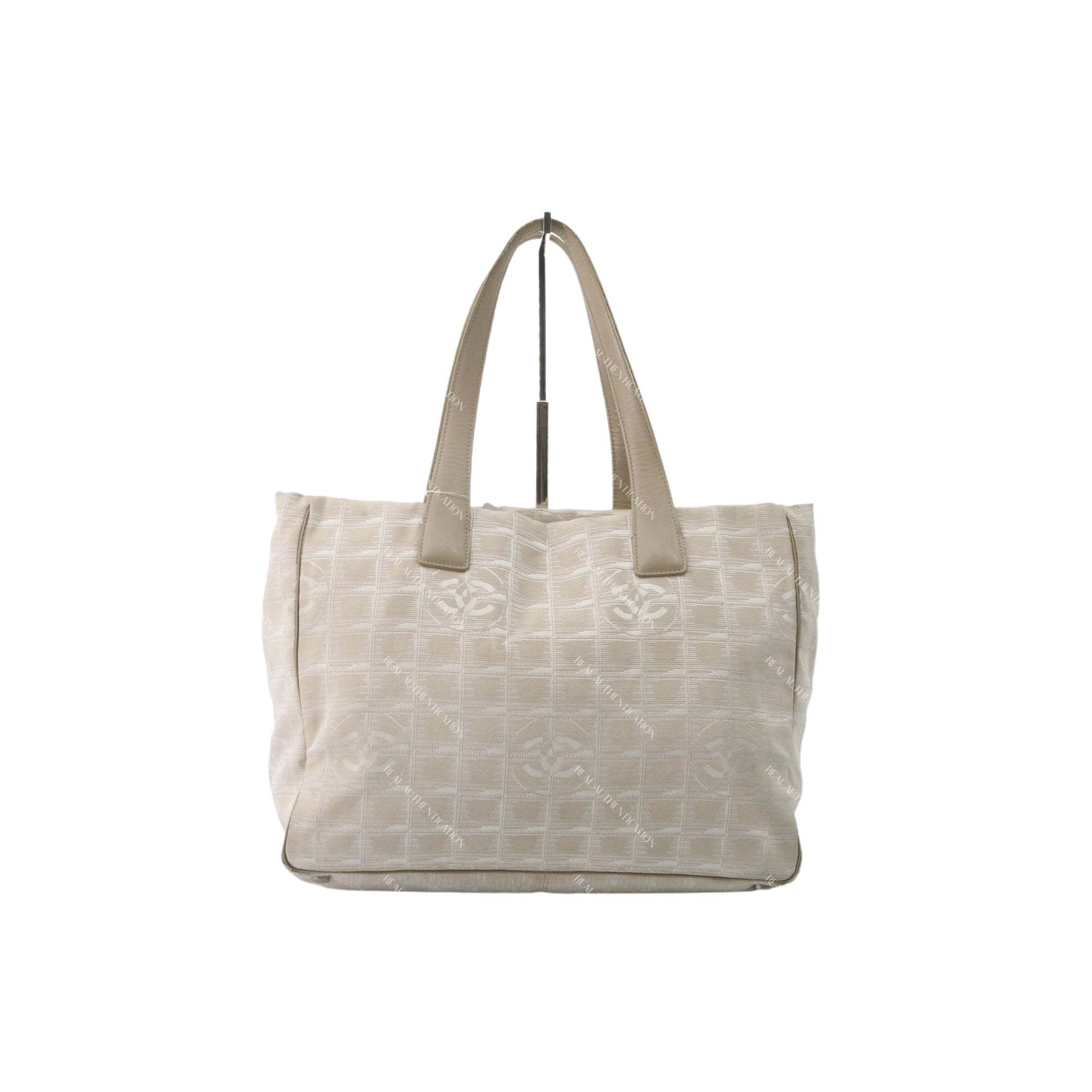 Chanel Travel Line Tote Bag – Beige Nylon Jacquard with Leather Trim ...